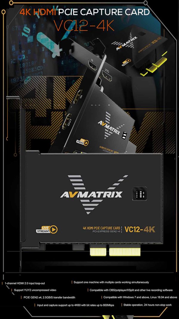 Avmatrix VC12-4K PCIE Capture Card – eCommerce